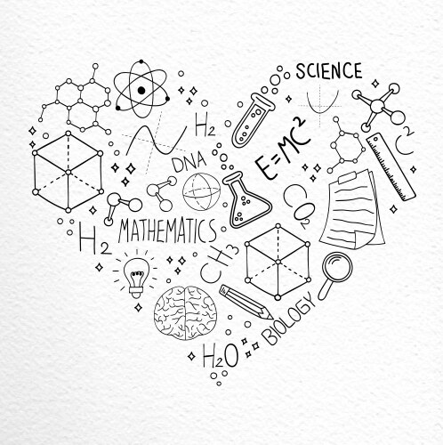 I love science round in thin Royalty Free Vector Image