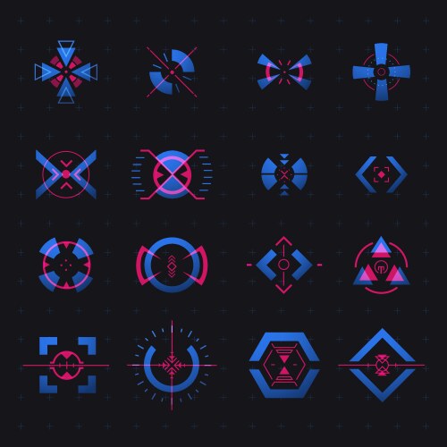Set isolated aim or game crosshair target Vector Image