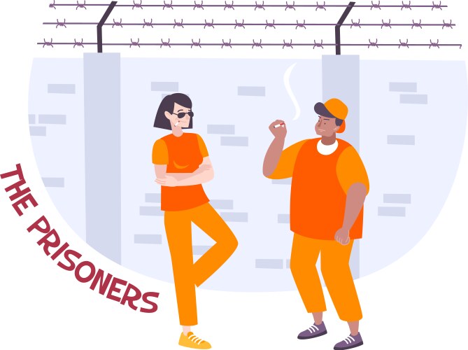 Artistic drawing prisoner in prison cell Vector Image