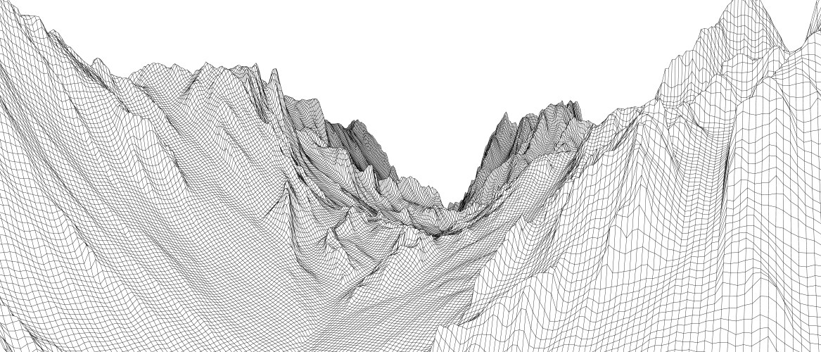 Abstract 3d wire-frame landscape blueprint style Vector Image