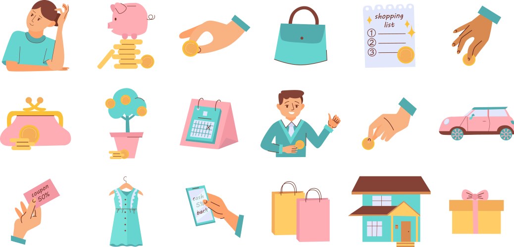 Pay bill icons flat set Royalty Free Vector Image