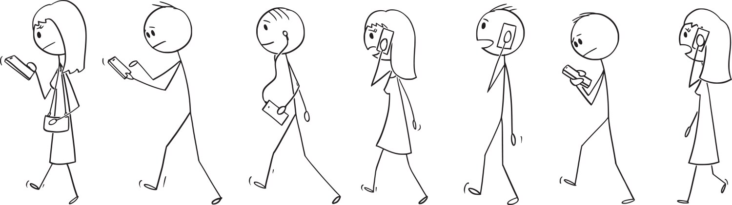 Cartoon set crowd people walking Royalty Free Vector Image