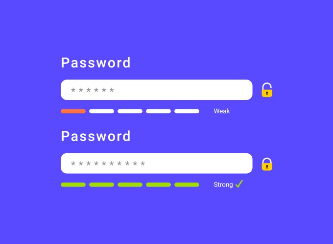 Password reliability indicator weak Royalty Free Vector