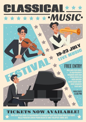 Live music concert promo brochure template Vector Image