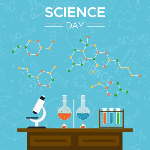 Science background with test tubes and flasks Vector Image