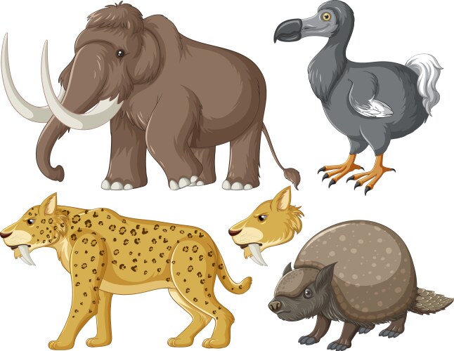 Collection of extinct animals Royalty Free Vector Image