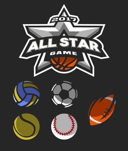All star basketball sports logo emblem Royalty Free Vector
