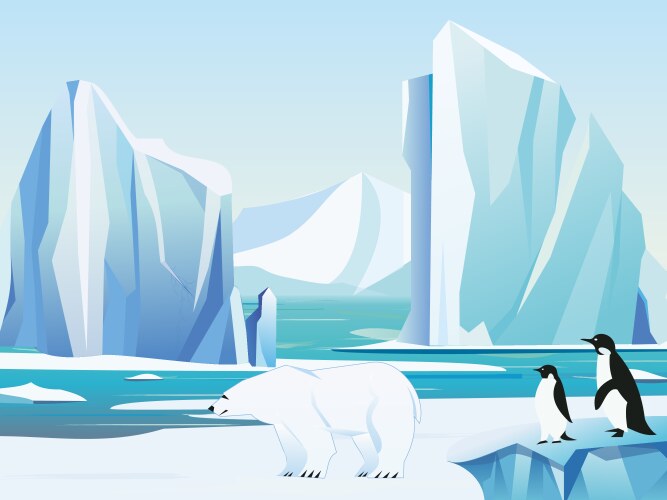 Antarctic landscape cartoon Royalty Free Vector Image