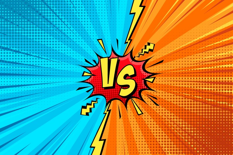Comic book versus background superhero Royalty Free Vector
