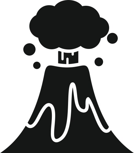 Volcano erupting with ash cloud and lava flowing Vector Image