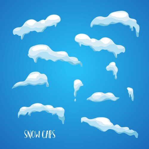 Snow caps snowballs set snowdrifts collection Vector Image