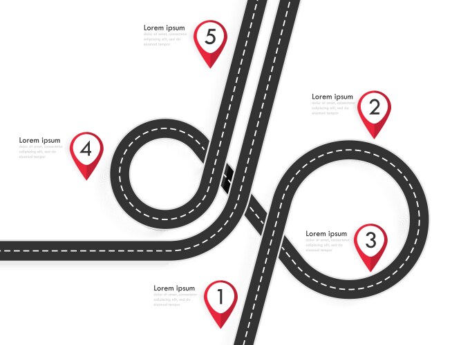 Road journey infographic trip directional map Vector Image