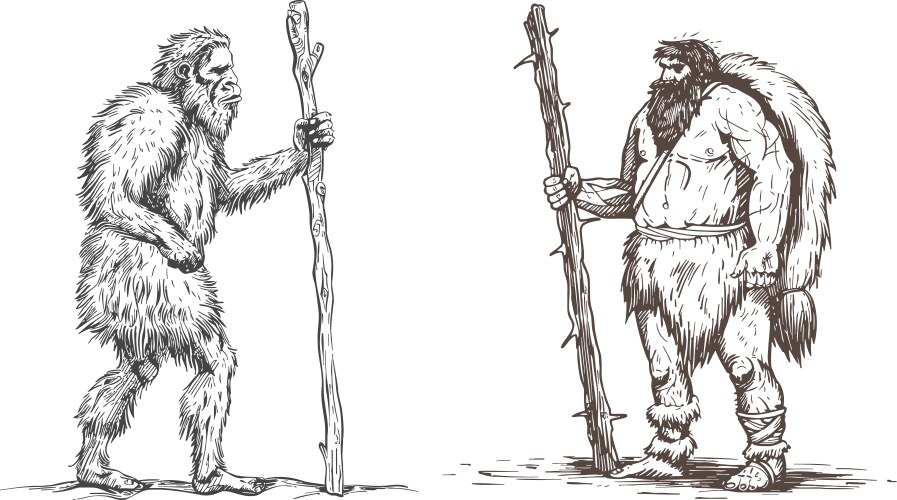 Cave man prehistoric primitive person in stone age