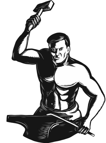 Cartoon man blacksmith with a long beard Vector Image