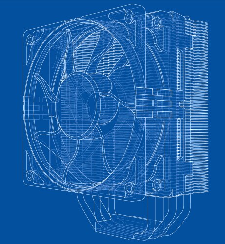 Cpu cooler blueprints Royalty Free Vector Image