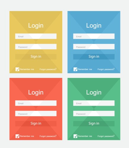 Dark login template ui design Royalty Free Vector Image