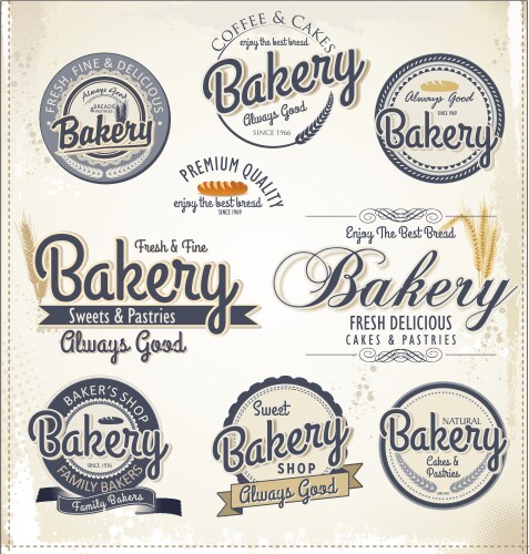 Vintage retro bakery label set Royalty Free Vector Image