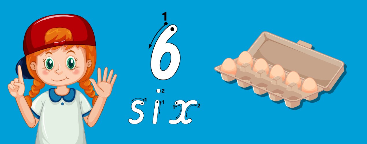 Girl showing number six Royalty Free Vector Image