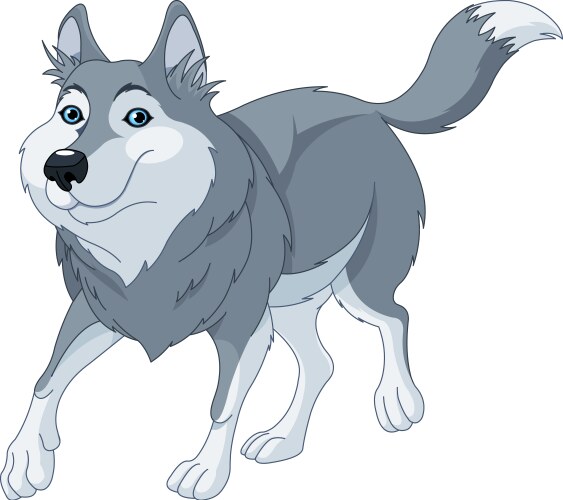 Smiling wolf cartoon Royalty Free Vector Image