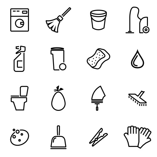 Cleaning black icon set Royalty Free Vector Image