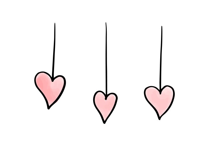 Set of watercolor doodle hearts Royalty Free Vector Image