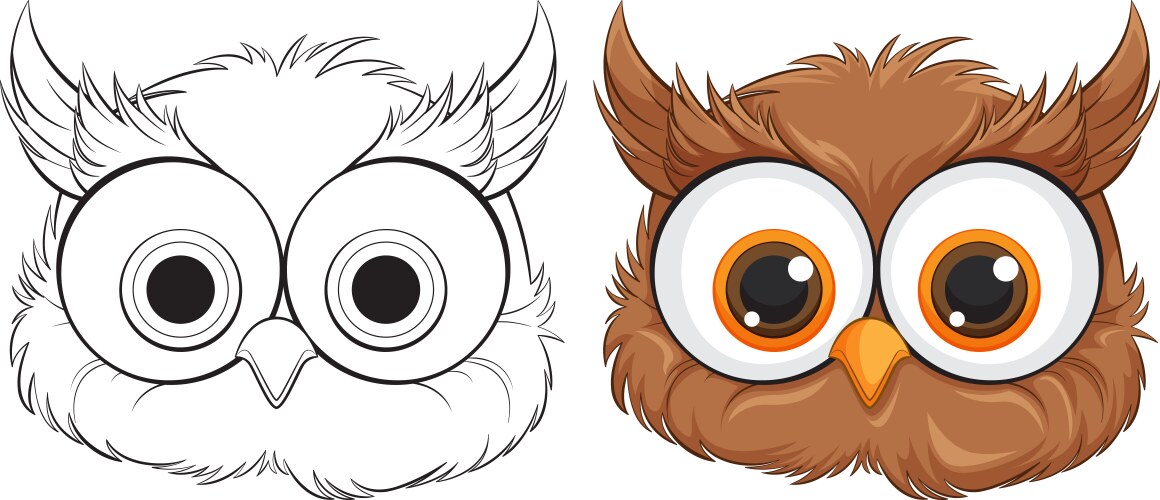 An owl colored and line art Royalty Free Vector Image