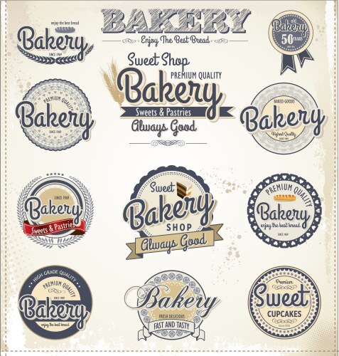 Set of vintage retro bakery labels Royalty Free Vector Image