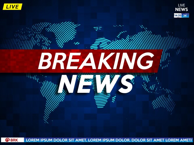 Breaking news live banner on glowing wavy lines Vector Image