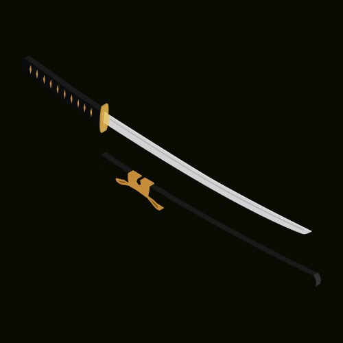 Katana sword outline Royalty Free Vector Image