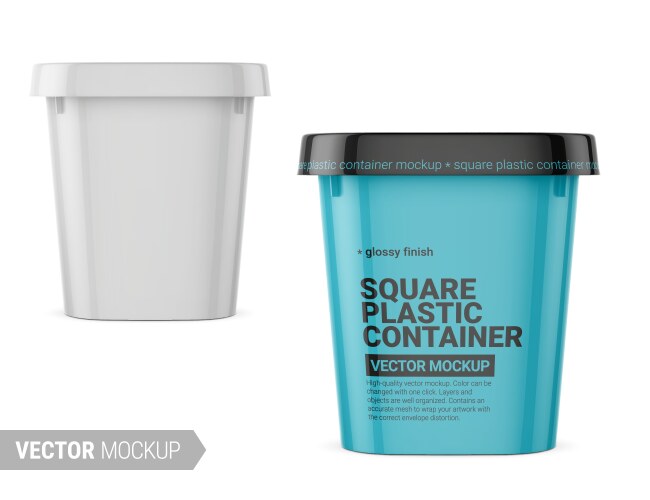 White matte plastic container mockup Royalty Free Vector