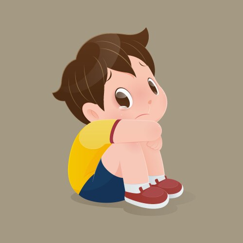 Sad Cartoon Boy Alone