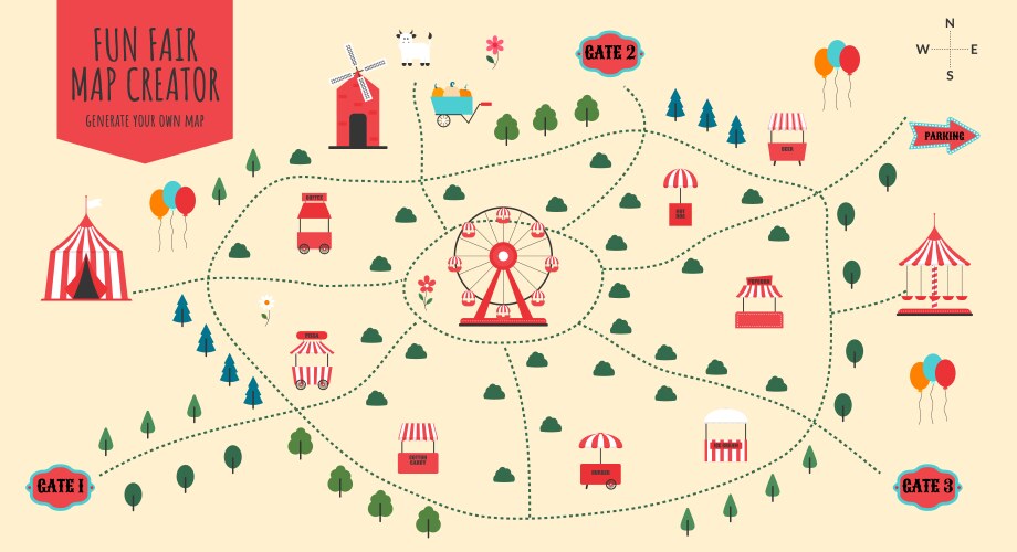 Amusement park map Vector Images & Graphics for Commercial Use ...