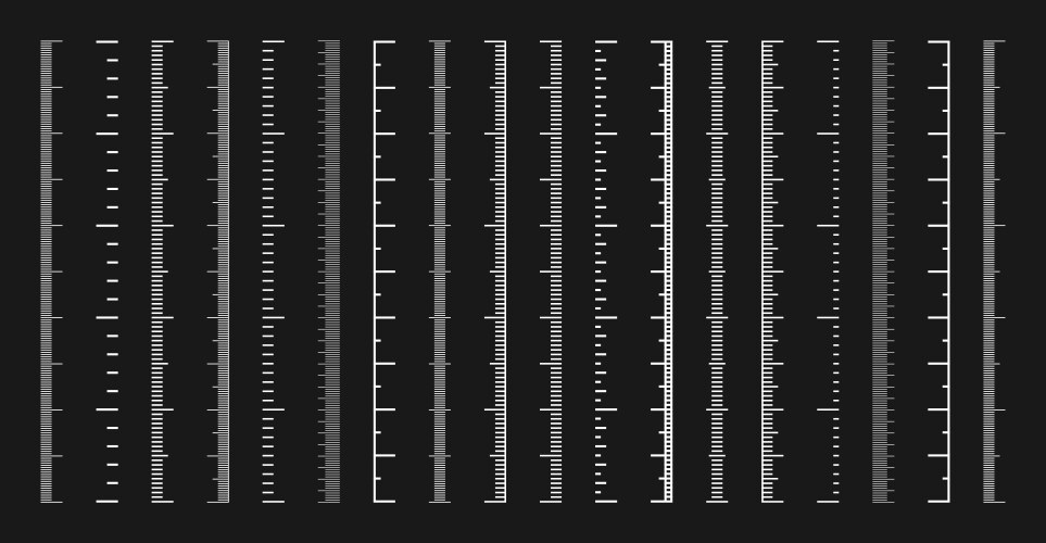Vertical measurement scales with divisions Vector Image
