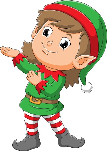 Cute elf girl carrying backpack Royalty Free Vector Image