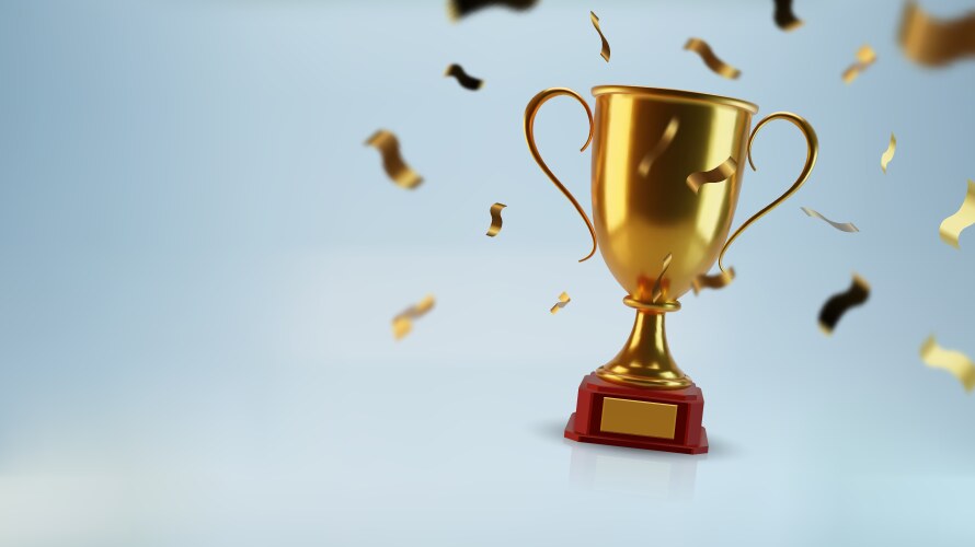 Golden cup of success drawing isolated on white Vector Image