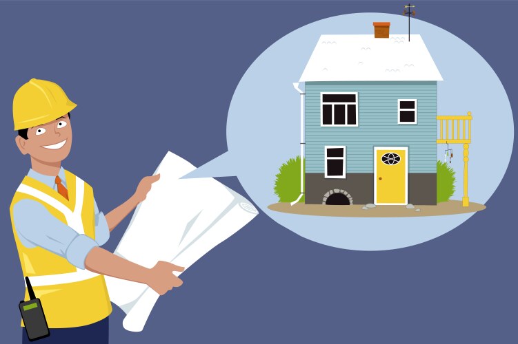 Home icon and pencil symbol in flat design Vector Image