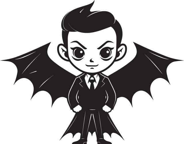 Chibi chic dracula emblem design in winged Vector Image