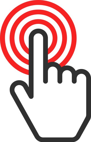 Red stop push button sign emblem hand wit Vector Image