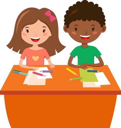 School kids learning Royalty Free Vector Image