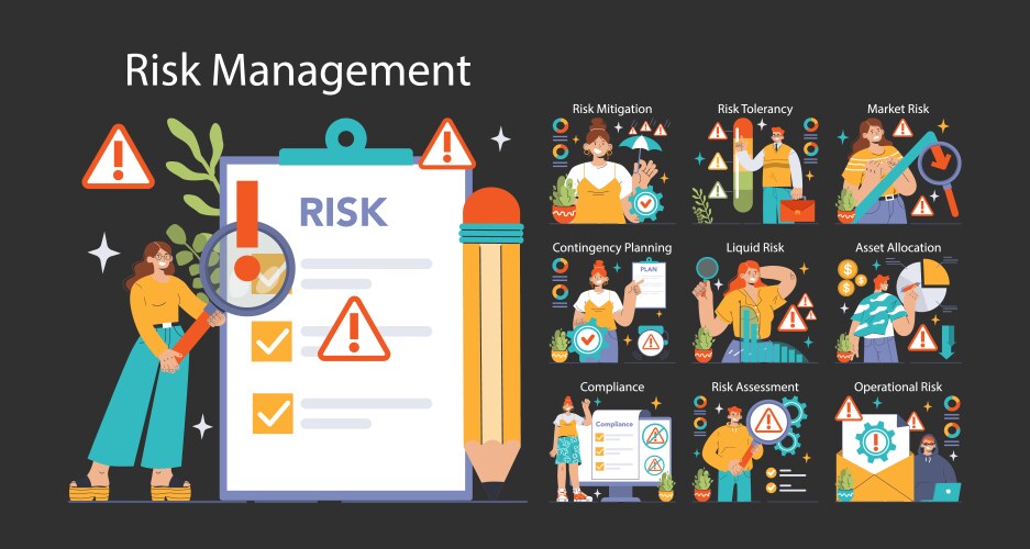 Risk management concept flat Royalty Free Vector Image