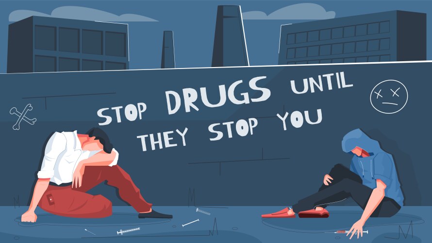 Drug addiction horizontal poster Royalty Free Vector Image