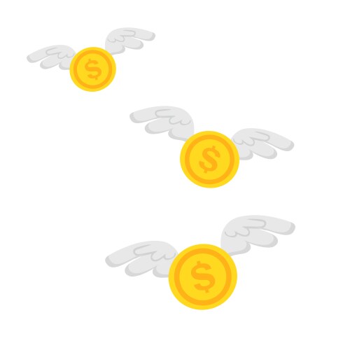 Flying golden coin with wings Royalty Free Vector Image