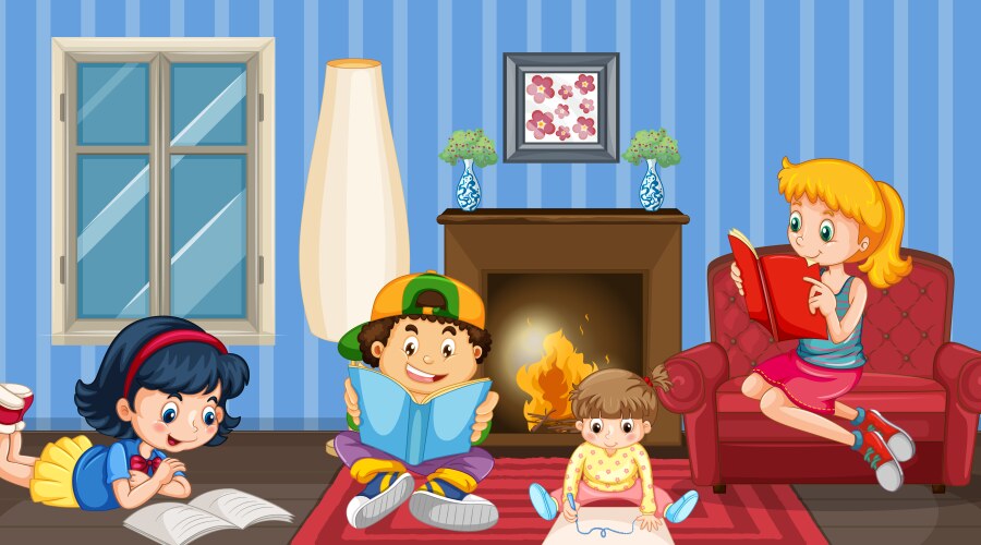 Book club cartoon landing page woman reading Vector Image