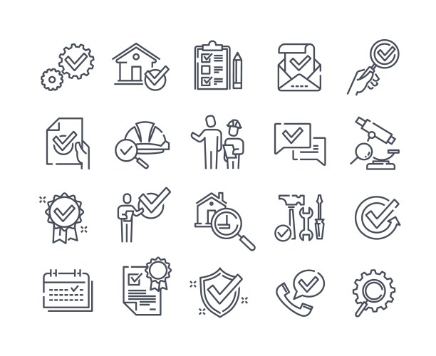 Inspection line icon set Royalty Free Vector Image