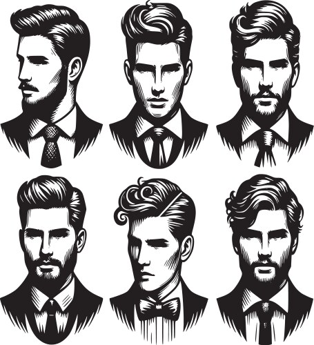 Mens beard hairstyle logo icon art Royalty Free Vector Image