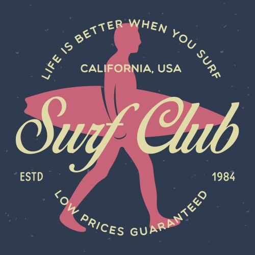 Vintage surfing emblems for web design or print Vector Image