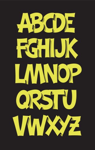 Cartoon comic graffiti font alphabet Royalty Free Vector