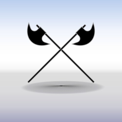Two crossed battleaxes battle axes black on white Vector Image Two crossed battleaxes battle axes black on white Vector Image