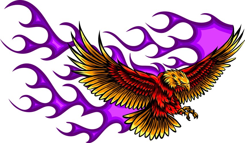 Eagle with flames design Royalty Free Vector Image