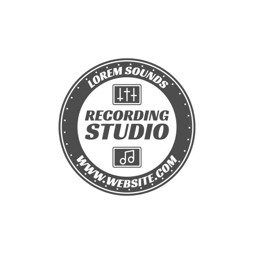 Synthesizer emblem for recording studio Royalty Free Vector